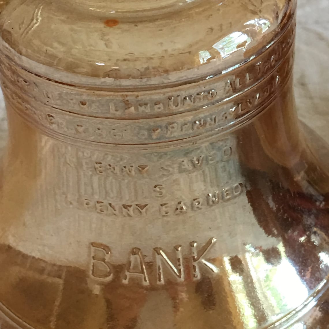 Vintage Liberty Bell Glass Bank. Champagne Colored Glass Bell - Etsy