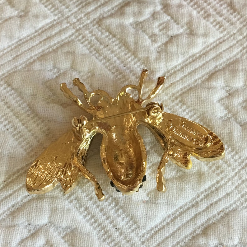 Vintage Enamel and Rhinestone Bee Pin. Rows of Black and One - Etsy