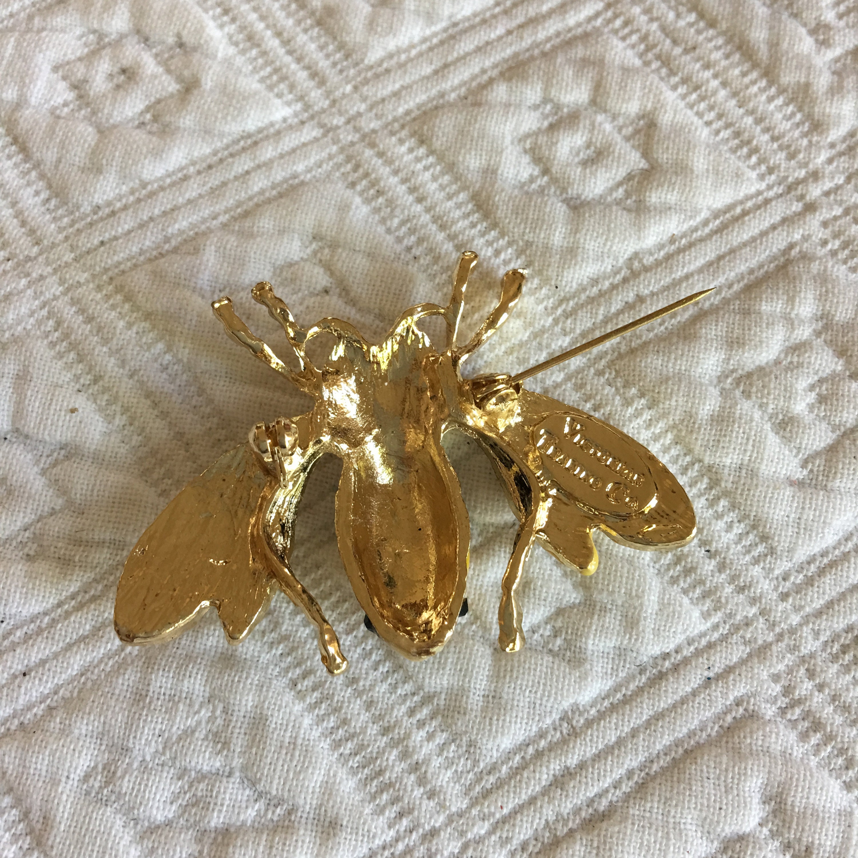 Vintage Enamel and Rhinestone Bee Pin. Rows of Black and One - Etsy