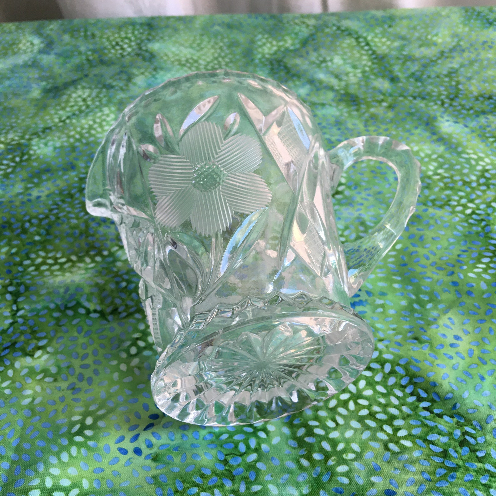 Vintage Cut Glass Crystal Cream Pitcher and Sugar Bowl With Tall ...