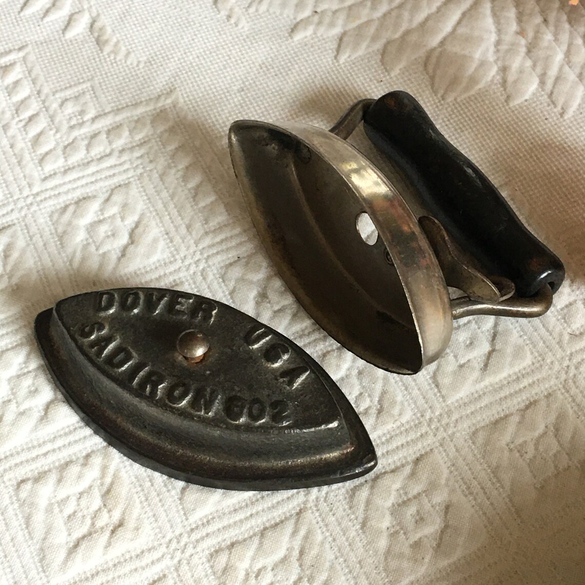 Vintage Dover USA Sad Iron Miniature Real Iron. Wooden Handle and Cast ...