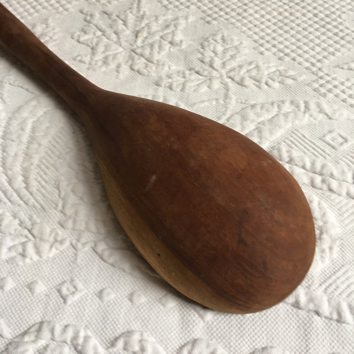 Vintage Wooden Bowl Spoon With Hole in End of Handle With Leather Strap ...