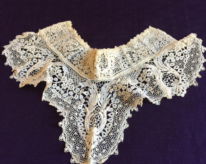 Antique Victorian Stand up Boned Lace Over Netting Collar With Front ...