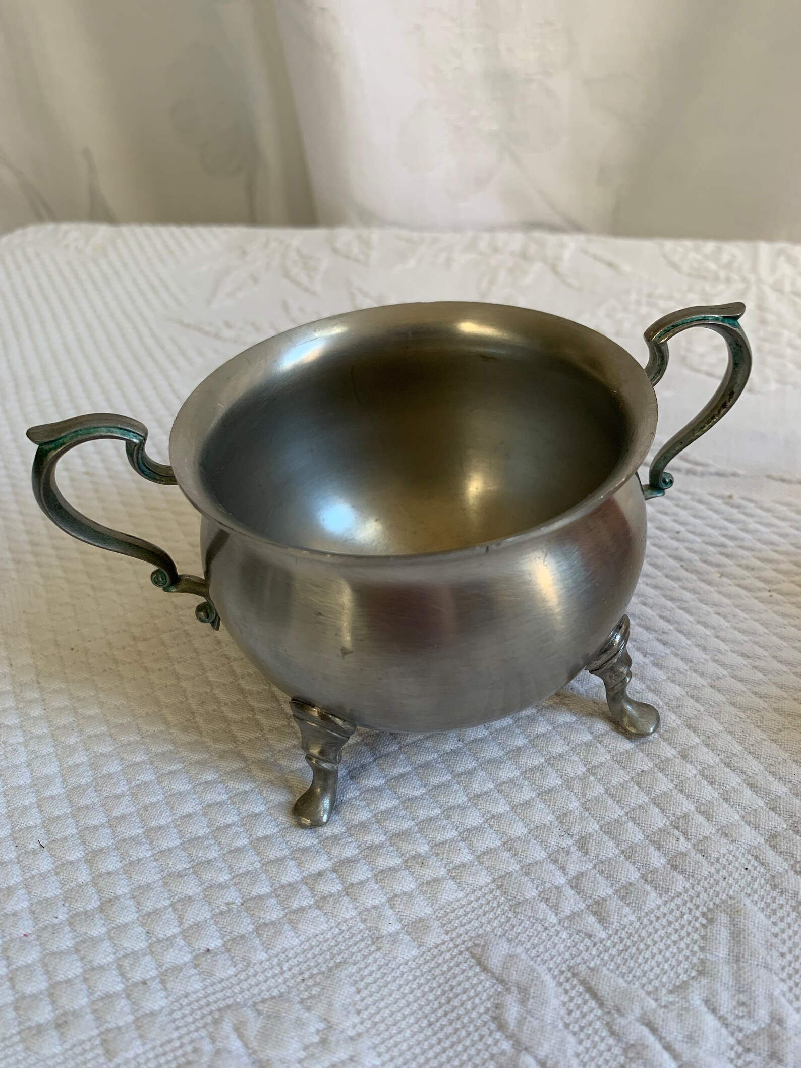 Vintage Web Pewter Candlestick and Cream and Sugar. Early American ...