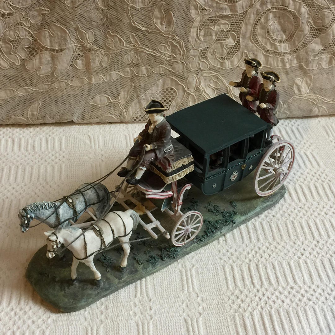 Vintage 1997 Colonial Carriage With Driver, Two Coachmen and Two Horses ...