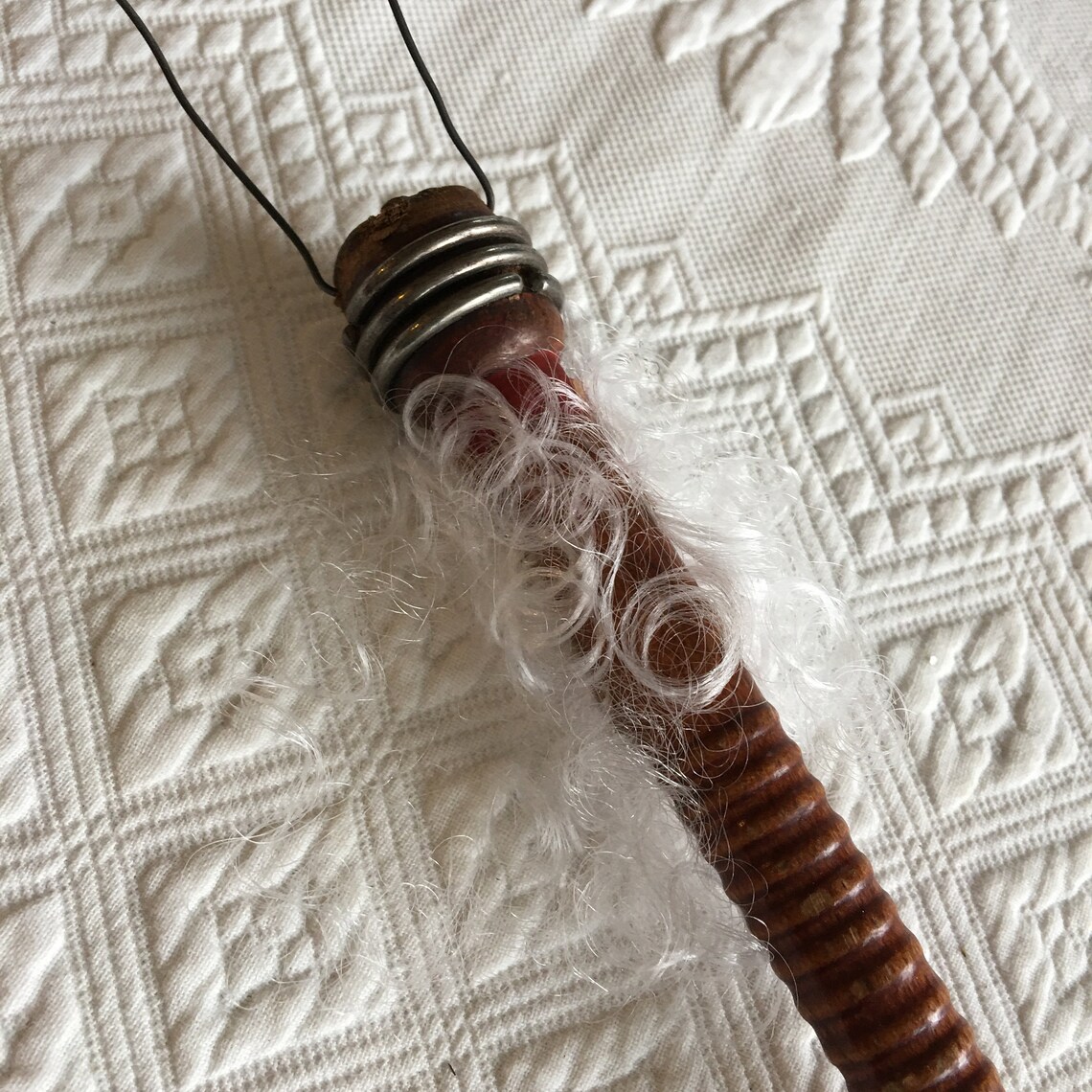 Vintage Wooden Thread Spool Santa on Wire Hanger. Hand Painted - Etsy