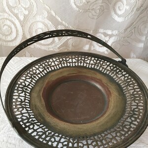 Victorian Calling Card Tray. Open Work Metal Shallow Pedestal Handled ...