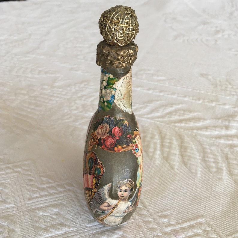 Vintage Dresser Jar. Victorian Decorated Bottle W/ Stopper. | Etsy