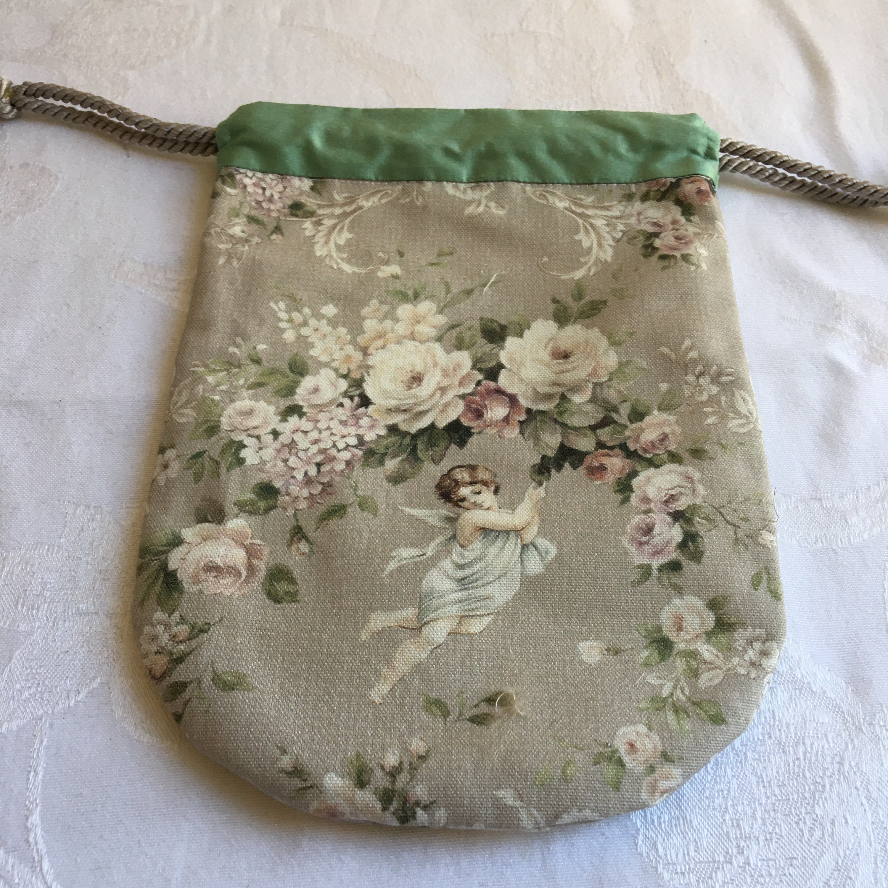 Handmade Cotton And Silk Reticule With Artist Designed Fabric White