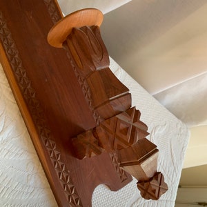 Vintage Wood Wall Sconce Romanian Hardwood Candle Wall Sconce. Carved ...