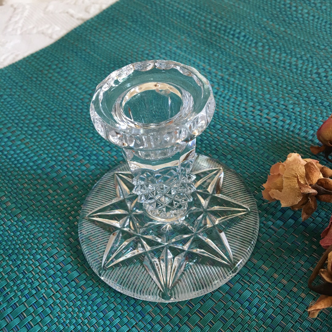 Vintage Pineapple Candlestick With Bottom Star Design. Clear Glass With ...