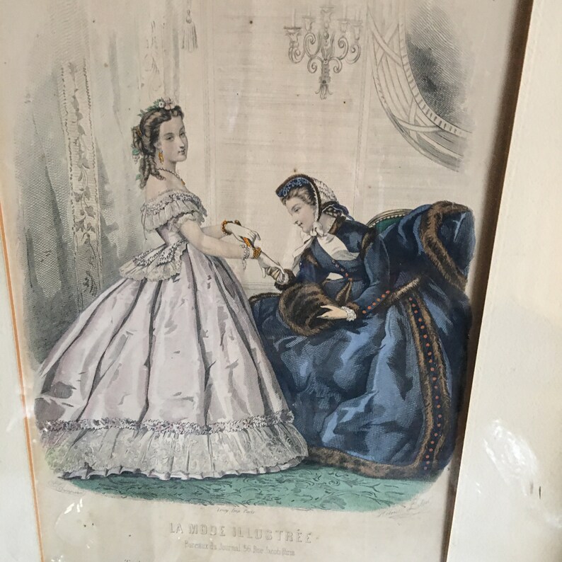 Antique 1865 Lithograph Civil War Ladies Print in Antique Frame. Paris ...