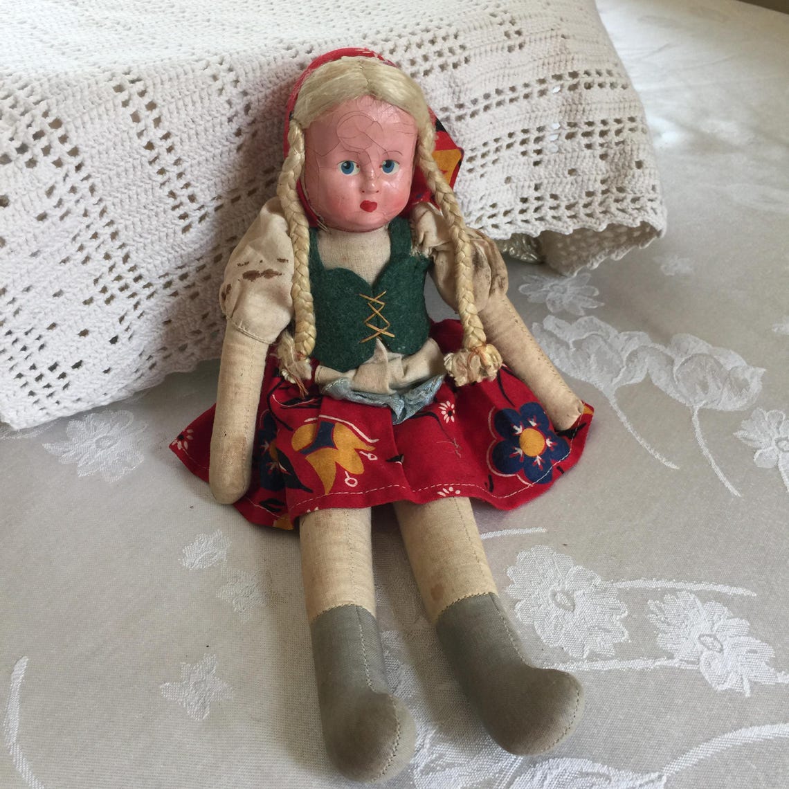 Vintage 1950s Polish Stuffed Doll With Traditional Dress and Long ...