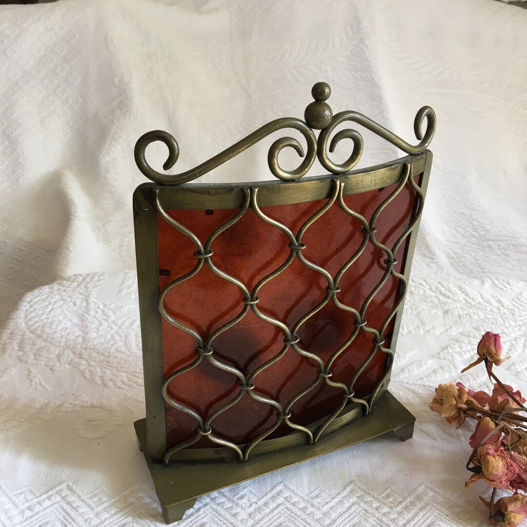 Vintage Votive Candle Lamp. Amber Colored Shield for Candle Flame to ...