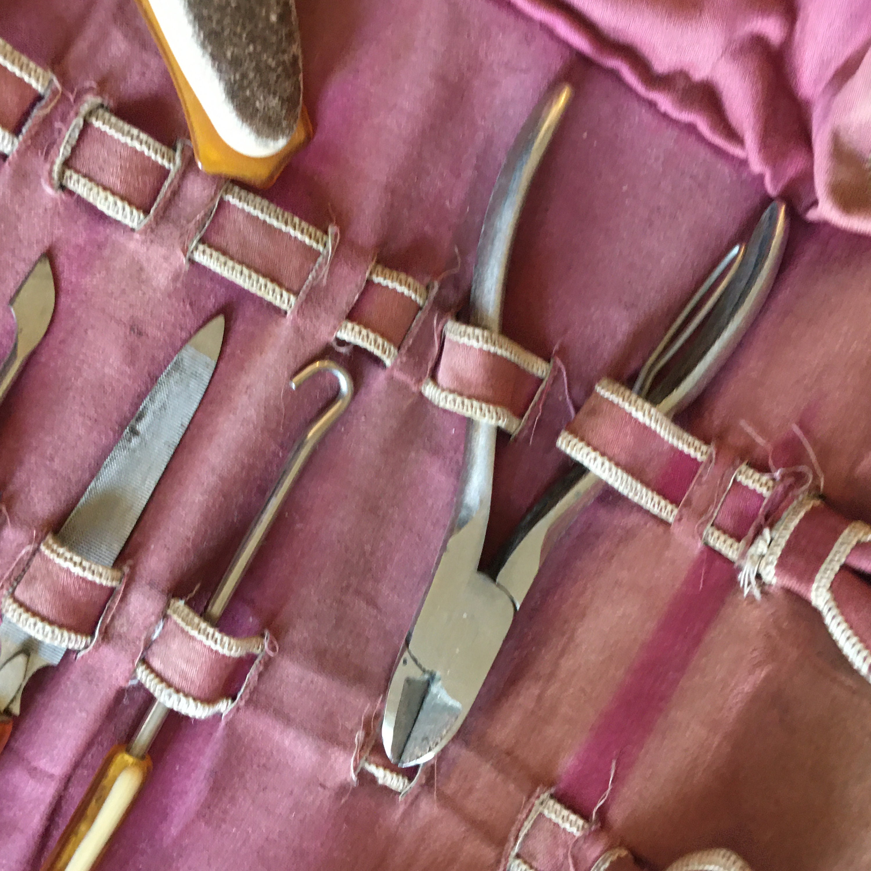 Vintage Celluloid Nail Care Kit in Fabric Snapping Case. Scissors Type ...