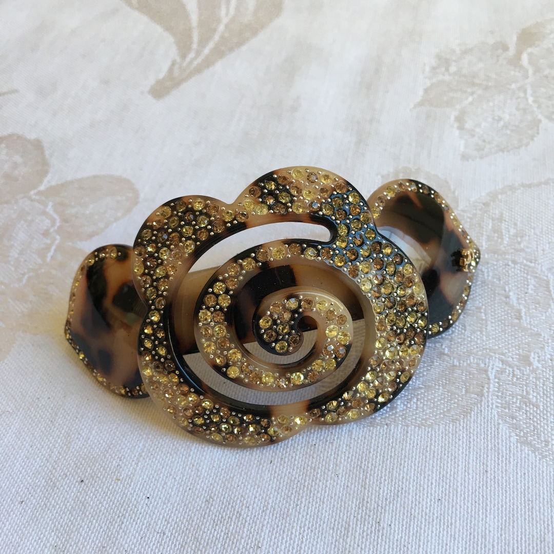 Vintage CLIP PARIS Barrette. French Tortoise Shell Lucite Statement ...