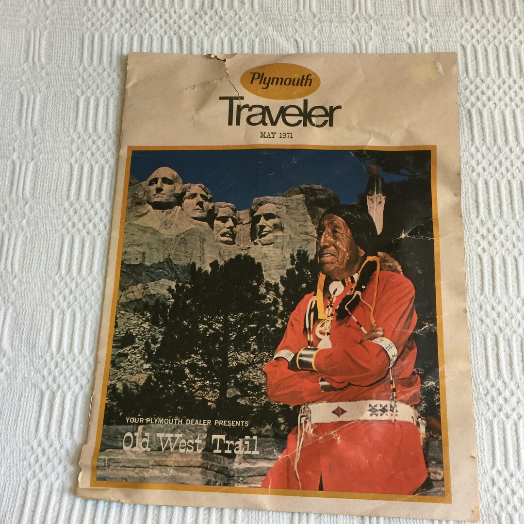 Vintage 1972 Plymouth Traveler, Old West Trail Magazine With Indian on ...