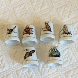 Vintage Owl Collector Thimble. Owl Motifs With Identifying Name ...