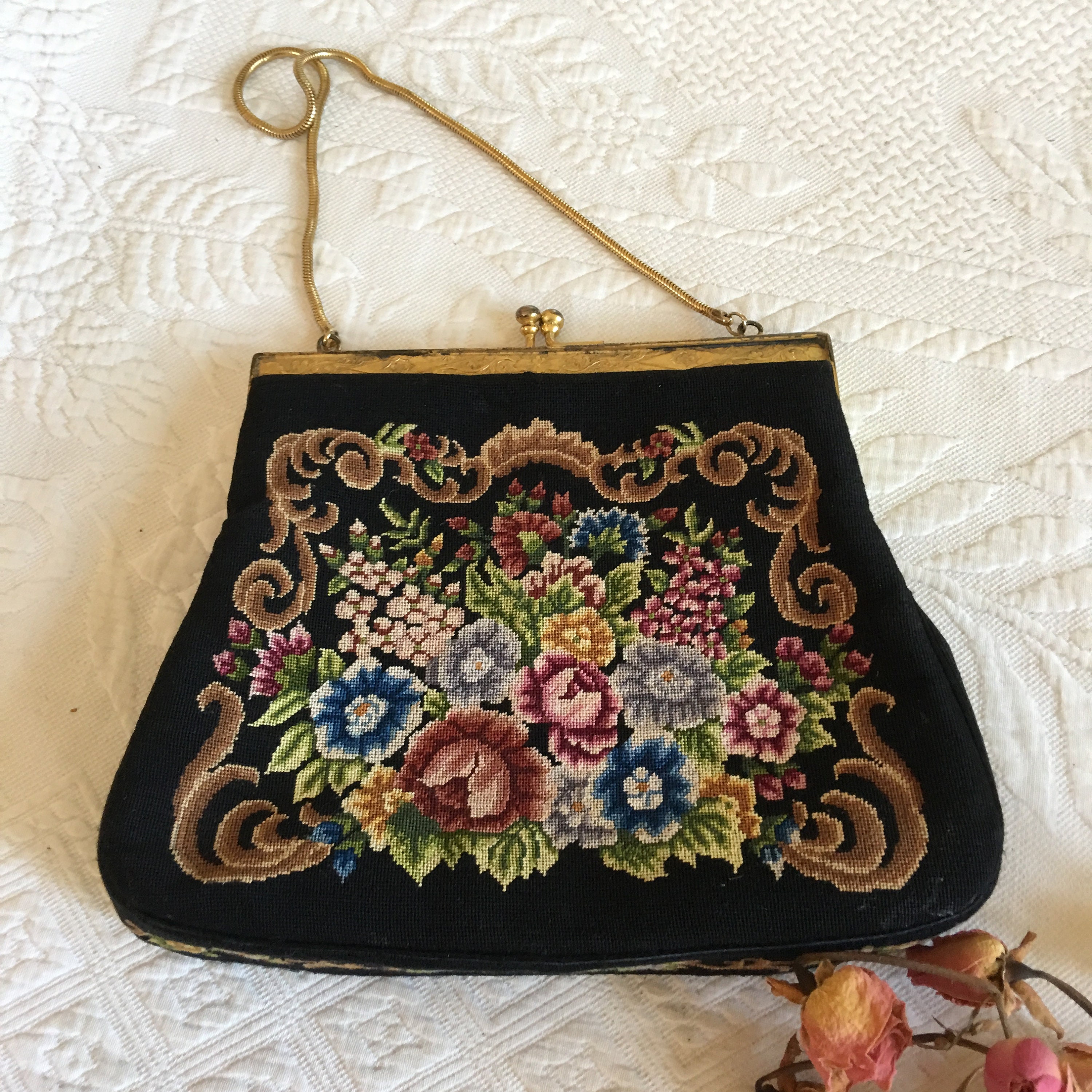 Vintage Petit Point Purse. The Whole Thing is Petit Point on | Etsy