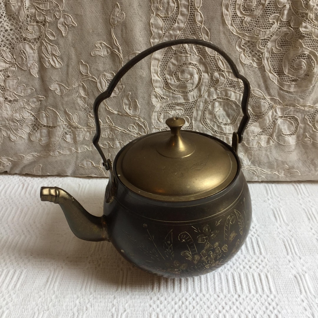 Vintage Etched Brass Tea Kettle for Decorative Purposes, Not for Food ...