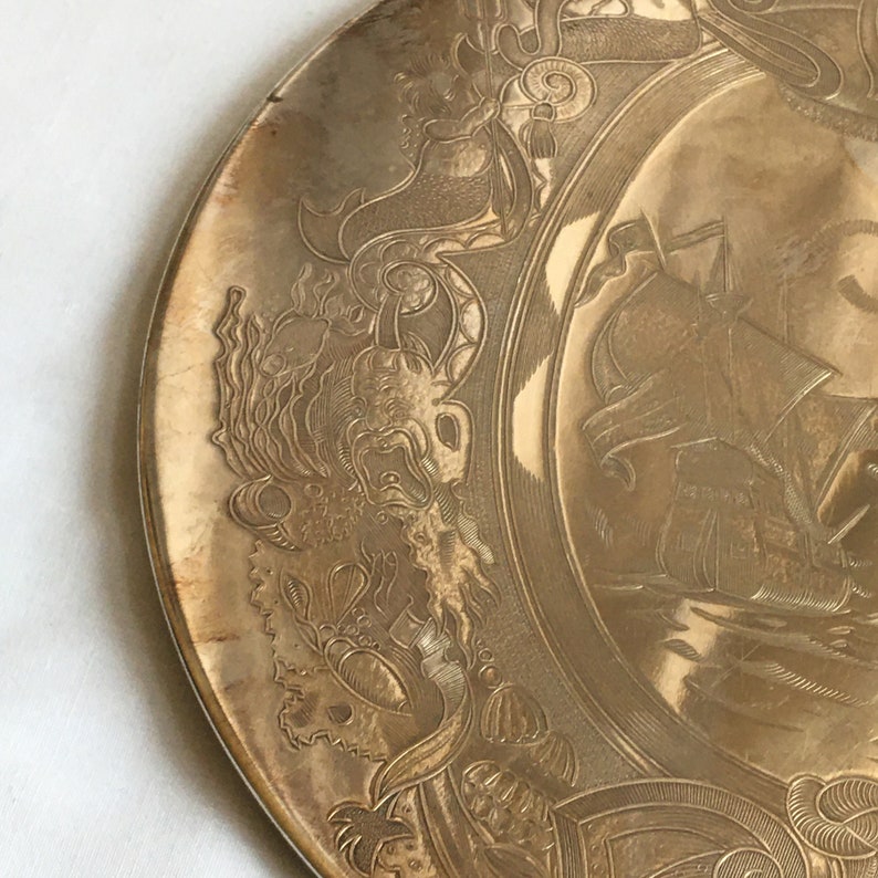 Vintage Falstaff Silver Plate Round Trivet W/ Padded Blue Flocked ...
