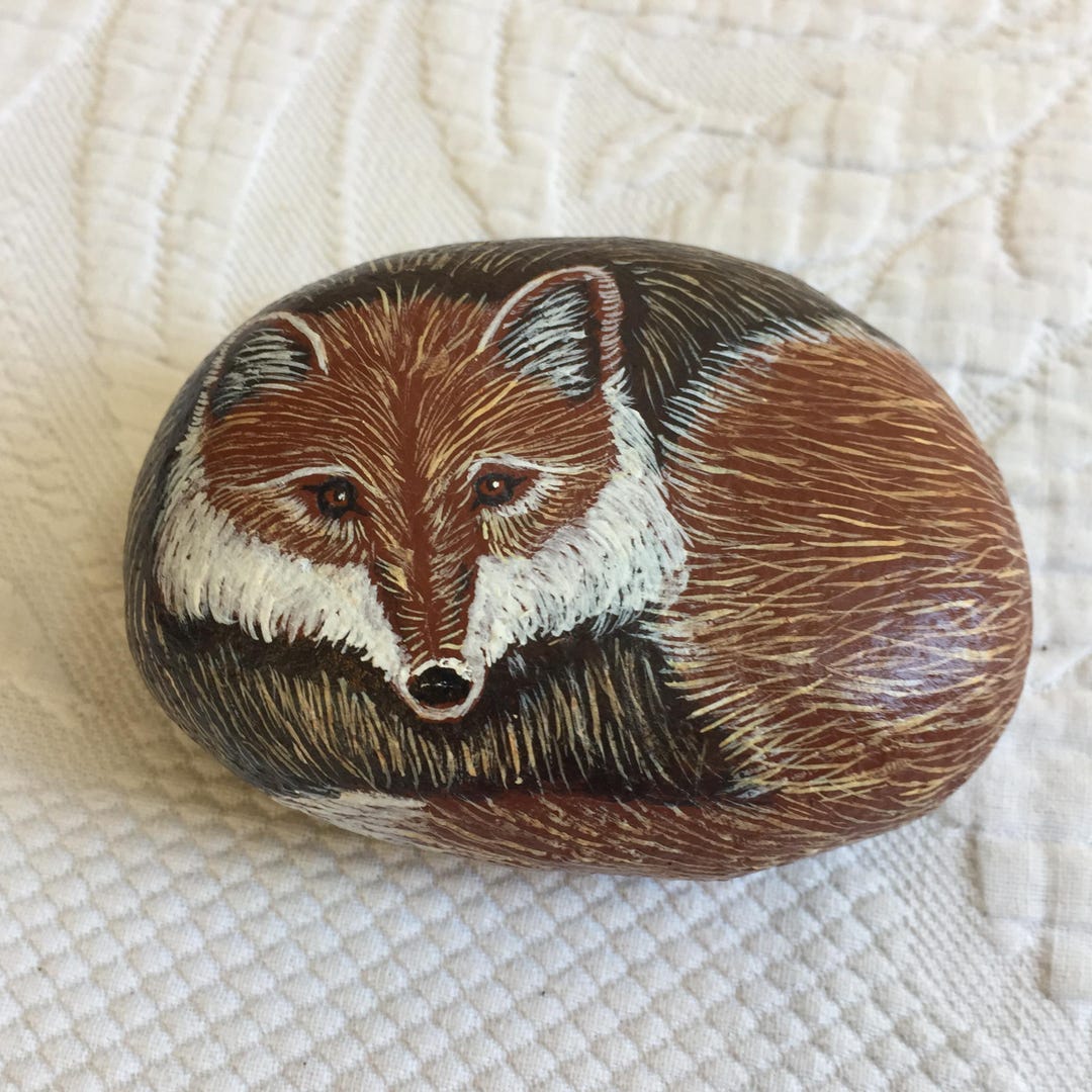 Vintage Fox Painted Rock by Alston Wormwood, Deceased. Fox No. 5 ...