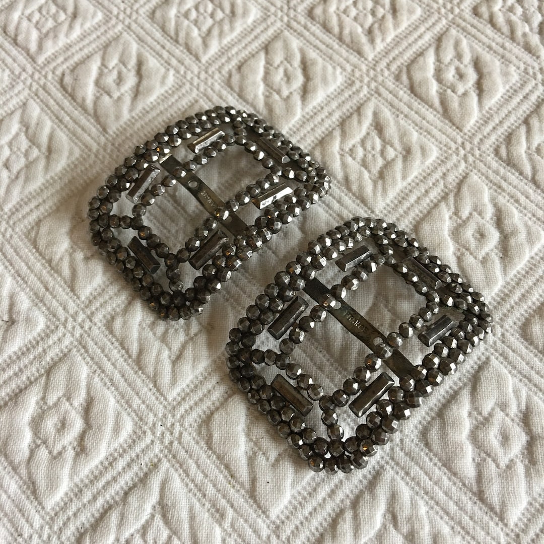 Vintage Cut Steel Shoe Buckles. Sparkly Curved Rectangular Buckle From ...