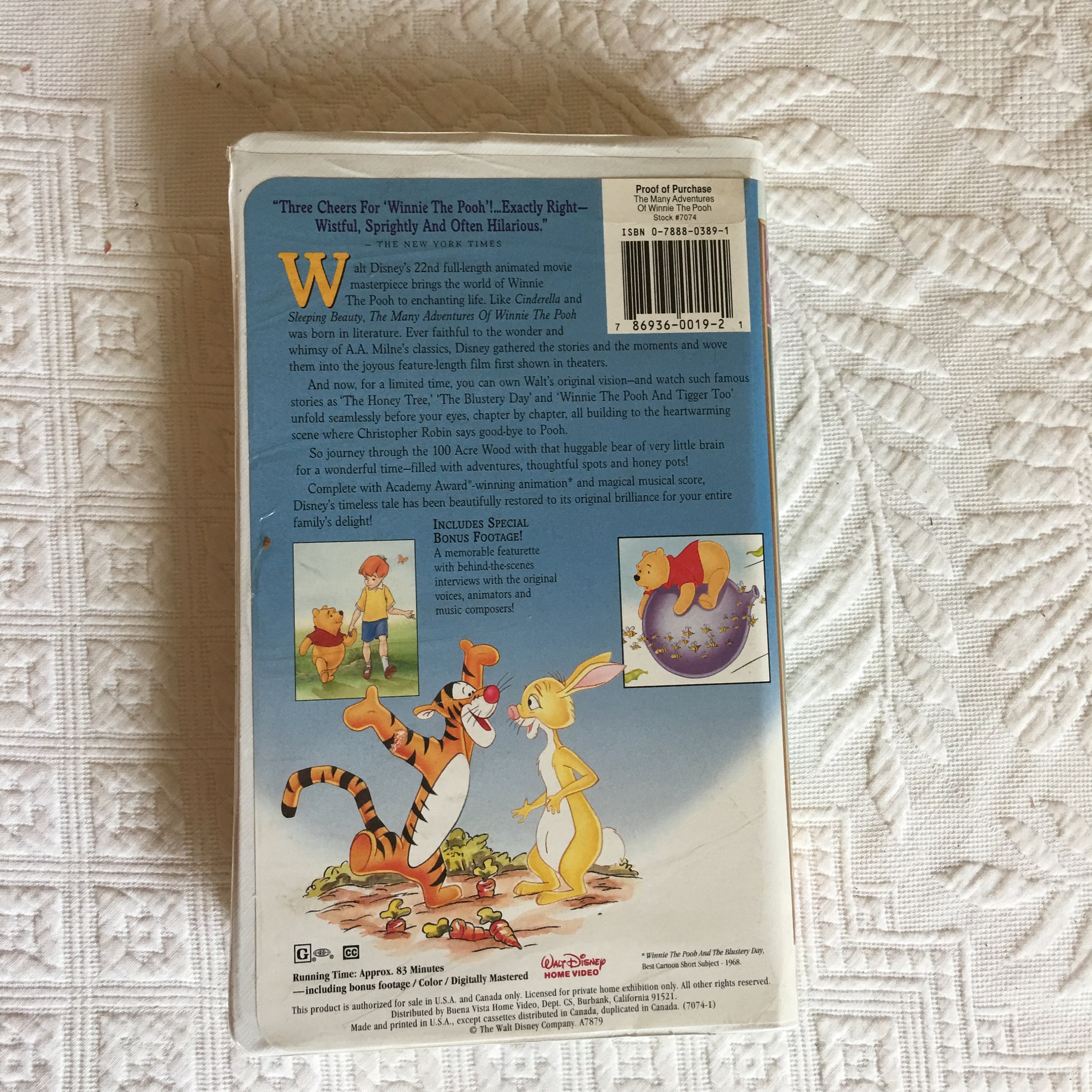 Vintage Walt Disney Masterpiece Winnie the Pooh Home Movie VHS Movie ...
