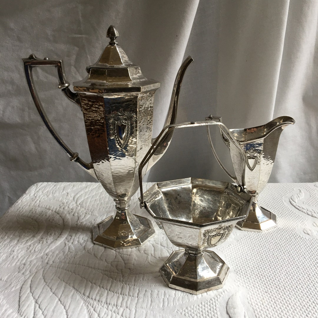 Antique Heraldic by 1847 Rogers Bros.3 Pc. Service. Coffee or Chocolate ...