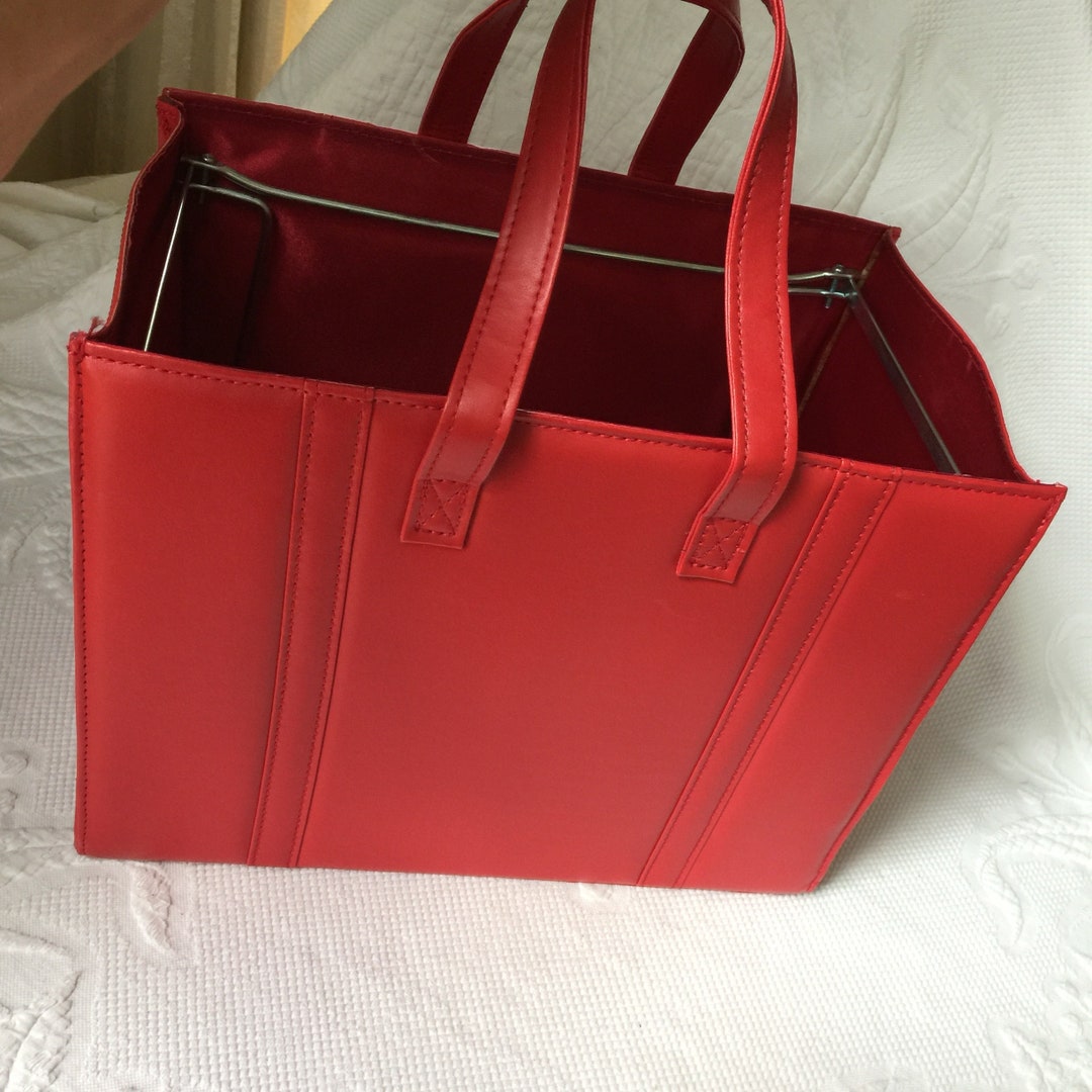 Red Vinyl File Box Holder. Includes Metal File Frame and 6 Hanging File ...