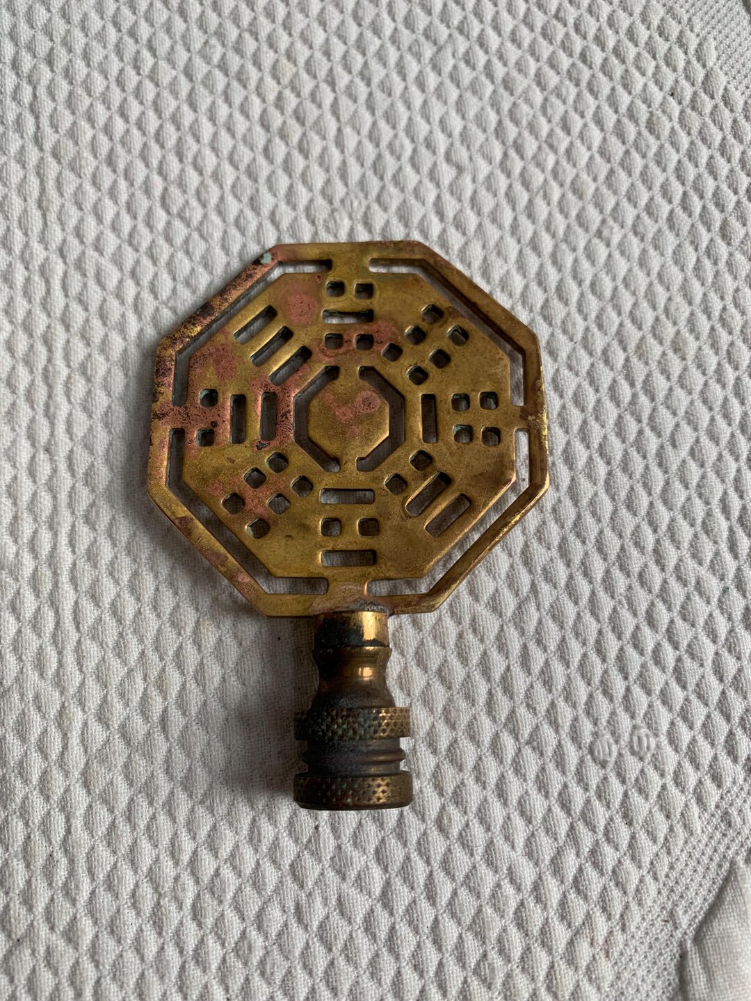 Vintage Brass Oriental Octagon Shaped Lamp Finial. 5mm Opening to Screw ...