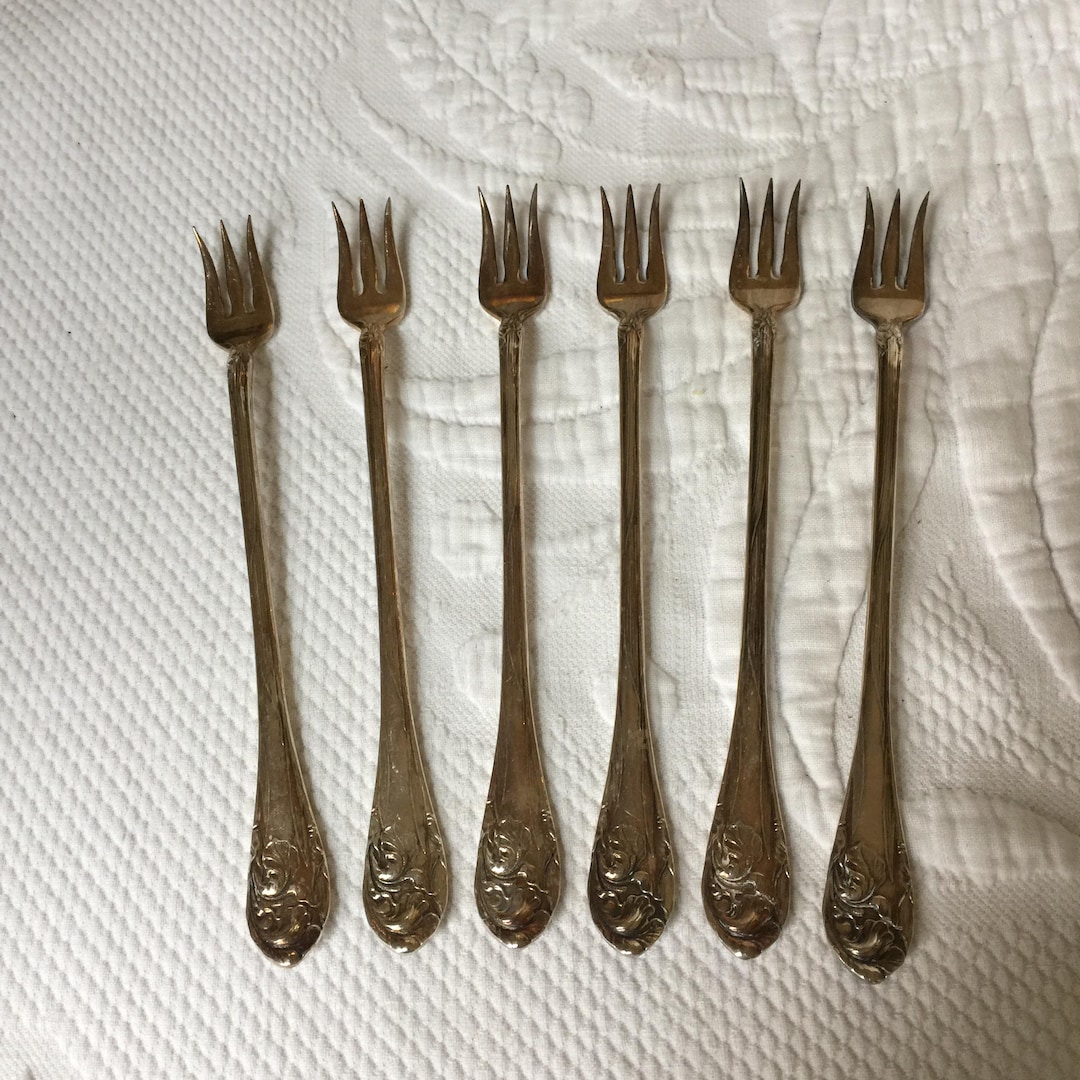 Vintage Condiment Type Serving, Individual Forks. Community Silver ...