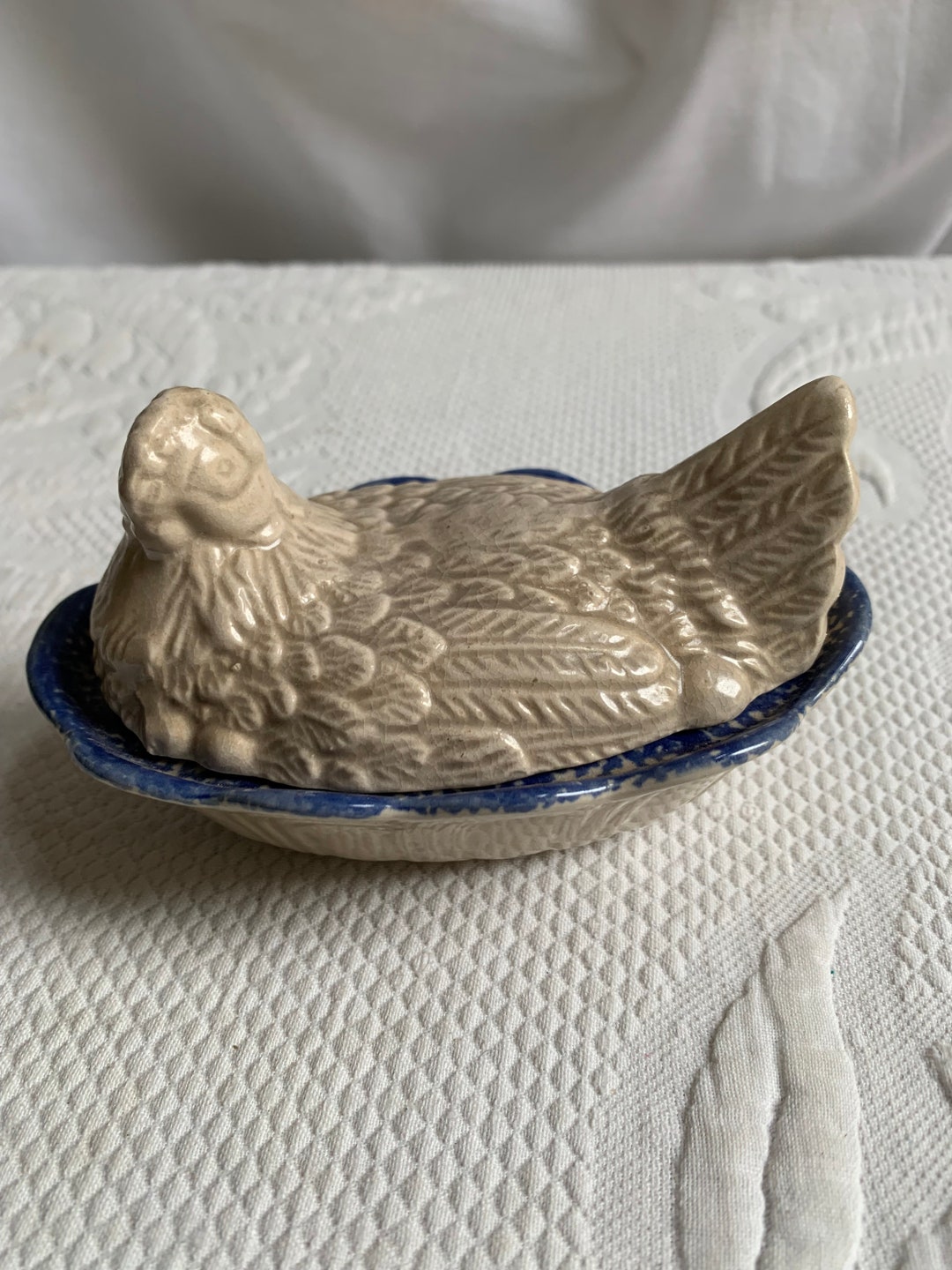 Vintage Ceramic Chicken on Nest Bowl. Ceramic Kitchen Chicken or Hen ...