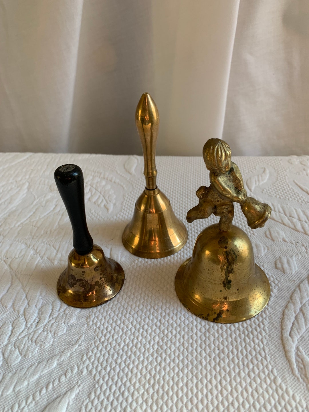 Vintage Small Brass Bell. Choose Small Bell W/ Wooden Handle, or All ...