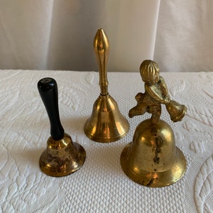 Vintage Small Brass Bell. Choose Small Bell W/ Wooden Handle, or All ...
