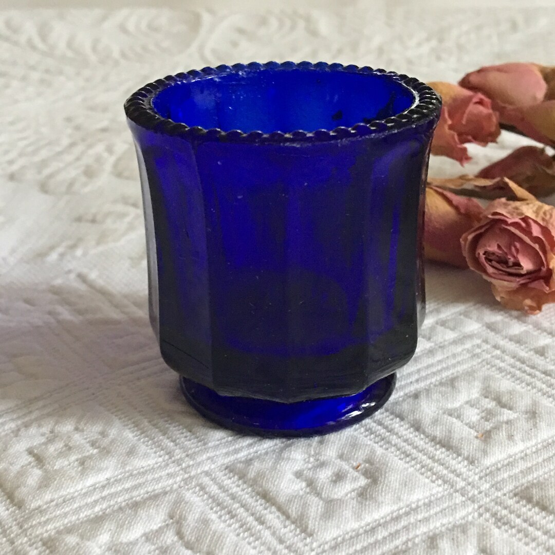 Vintage Cobalt Blue Toothpick Holder. Fluted Curved Sides, Hobnail Top ...