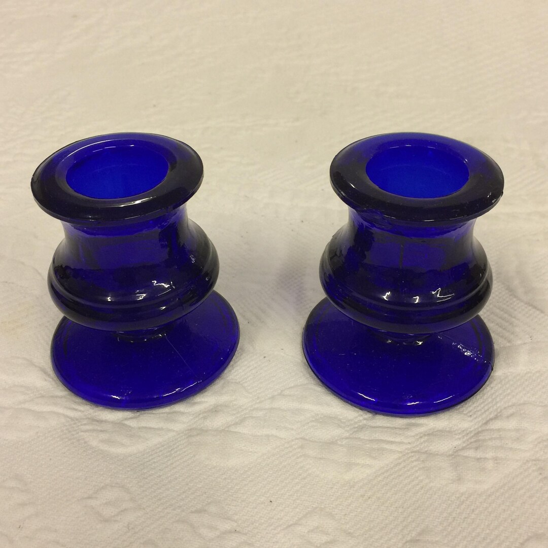 Vintage Cobalt Blue Candle Holders. Wider Bottoms so They Balance Well ...