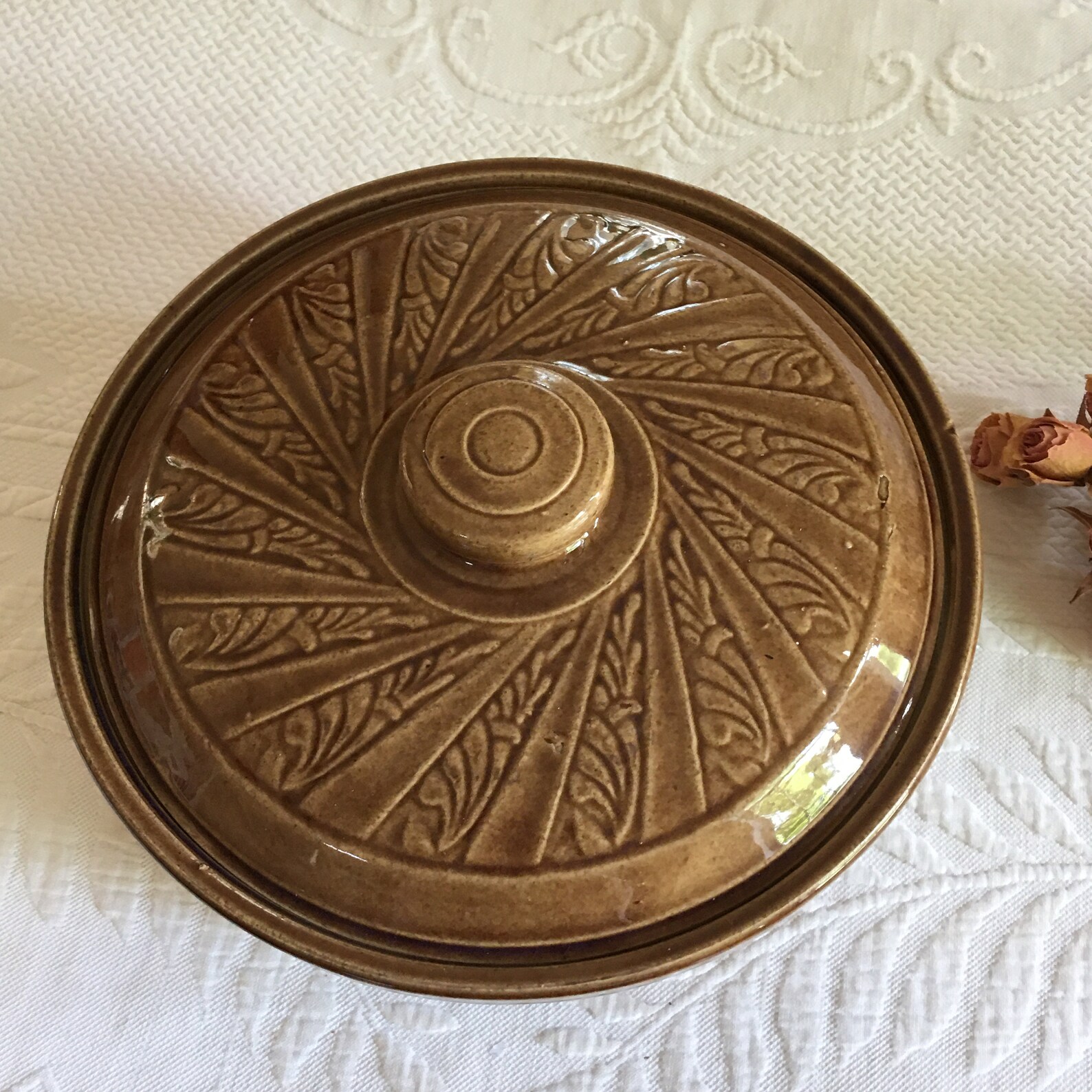 Vintage Salt Glaze Bean Pot With Lid. Stoneware With | Etsy