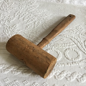 Antique Unfinished Wood Pounder or Mallet. Old Wood Mallet. Hand Made ...
