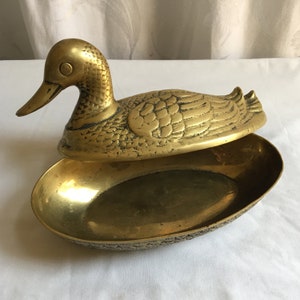Vintage Solid Brass Duck Container. Detailed Duck Figurine From ...