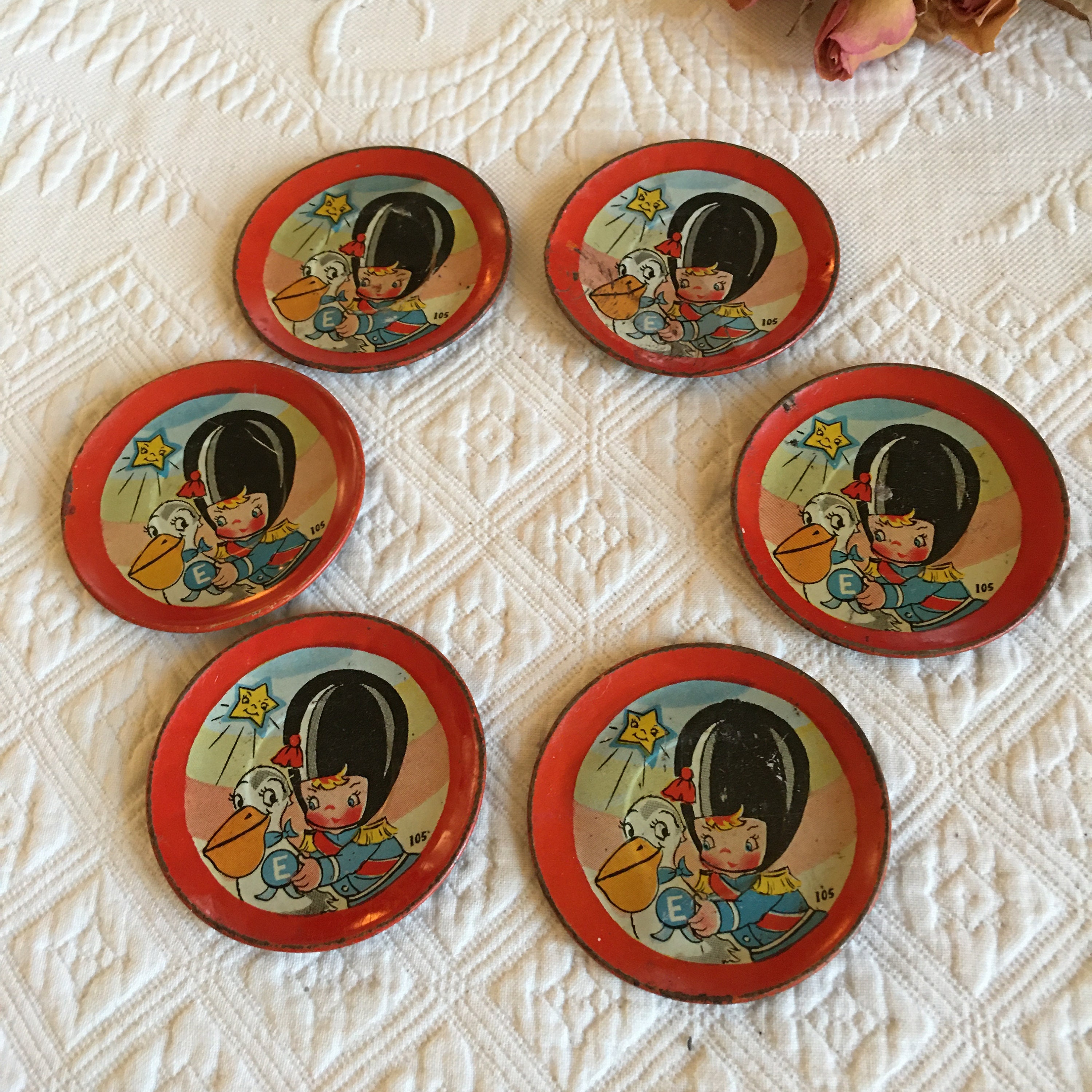 Vintage 6 Toy Metal Plates With Nursery Rhyme Scene on It in - Etsy