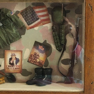Vintage Shadowbox U.S. Army Gear Shadow Box, Complete and Ready to Hang ...