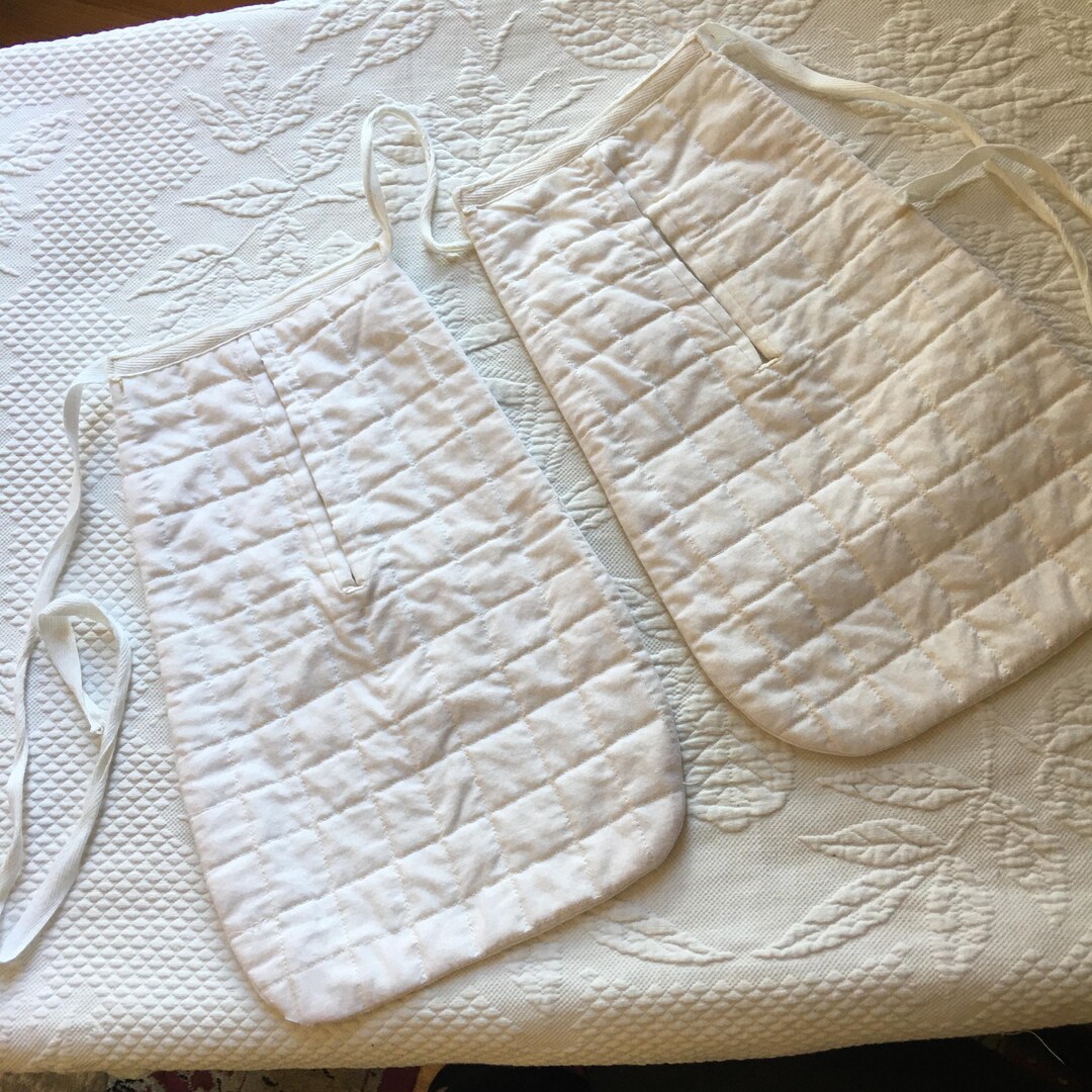 Handmade Colonial Pockets. White Quilted Cotton Pair of Pockets, Lined ...