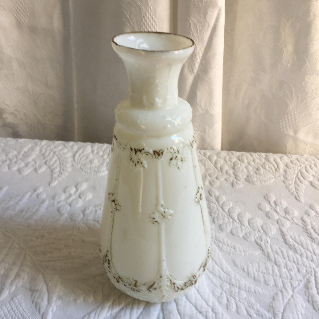 Antique Victorian Milk Glass Vase. Feminine Molded Glass Vase From the Victorian Era. Arts and ...