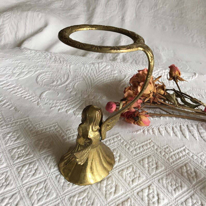 Vintage Solid Brass Angel Candle Holder. Angel With Spread Wings and ...