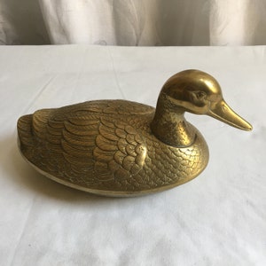 Vintage Solid Brass Duck Container. Detailed Duck Figurine From ...