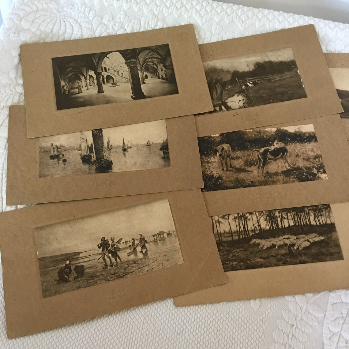 Antique Sepia Prints of Florence Rome 4 Seaside Scenes and 4 | Etsy