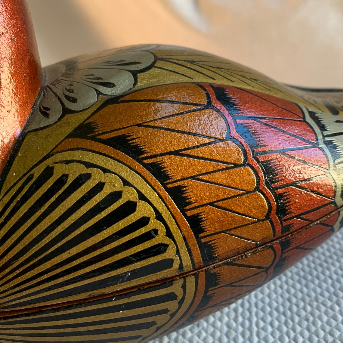 Vintage Wood Duck Container in Gold, Silver, Black and Bronze Hand ...