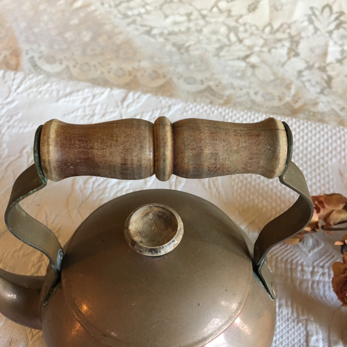 Vintage Small Copper Teapot With Wooden Handle and Knob on - Etsy