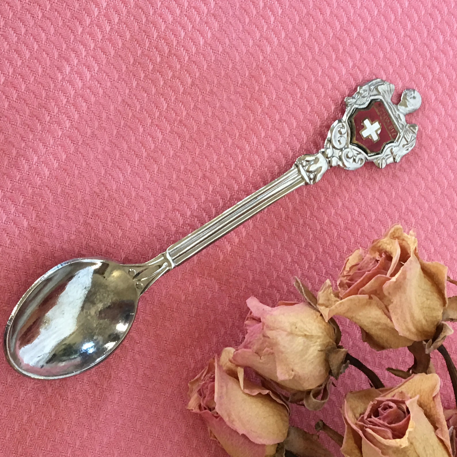 Vintage Collector Spoon With Schweiz and White Cross on Red Shield on a ...